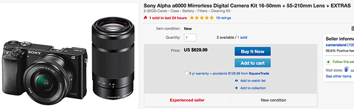 Sony A6000 double zoom kit for $629 (Brand new and US warranty ...