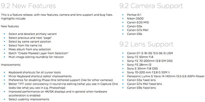 Capture One 9.2 released. Many new features and new FE lens support ...