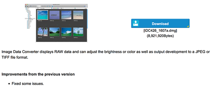 New Sony Image Data Converter (with bug fixes) | sonyalpharumors