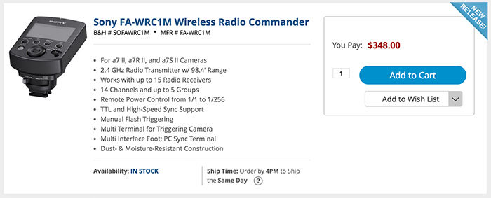 New Sony Wireless Radio Commander and Receiver now in Stock and ...