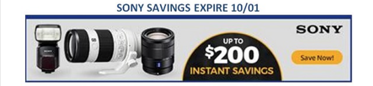Sony Lens Savings will expire on October 1 | sonyalpharumors