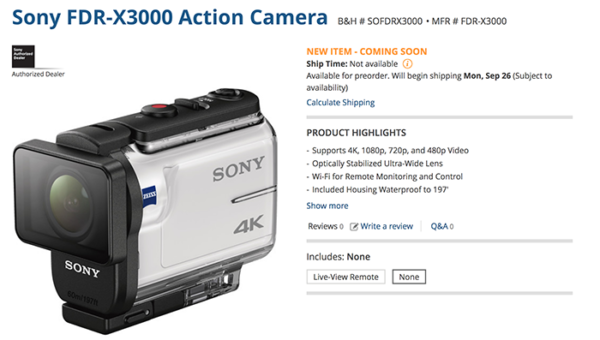 New Sony FDR-X3000 Action Camera is now available for preorder ...