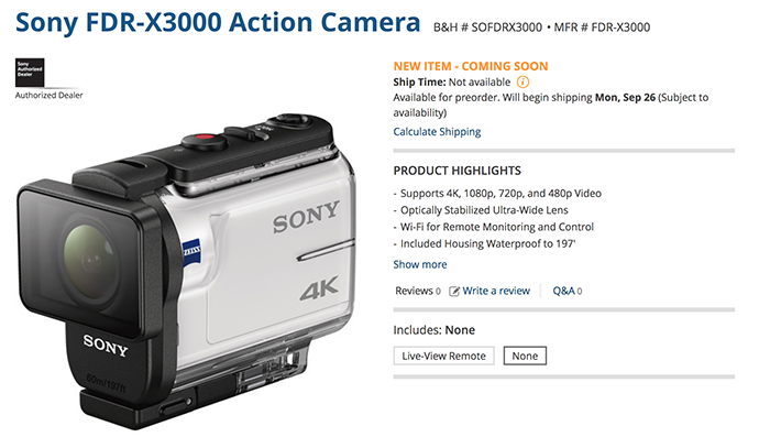New Sony FDR-X3000 Action Camera is now available for preorder ...
