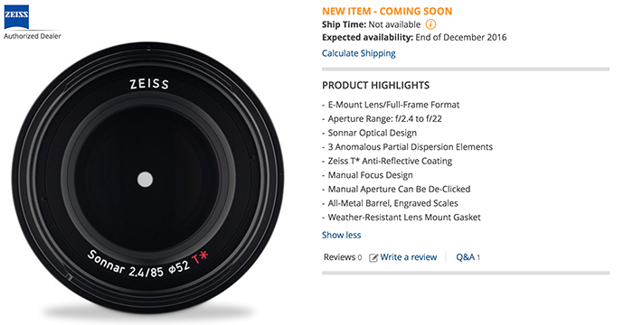 Zeiss Loxia 85mm tests by Phillip Reeve and Diglloyd: “it is as good as ...