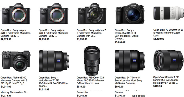 New large Stock of Open Box Sony E-mount cameras and lenses on sale at ...