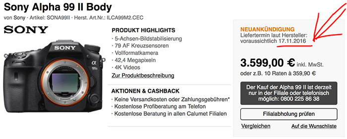 New Sony A99II is set to start shipping out next week in Germany ...