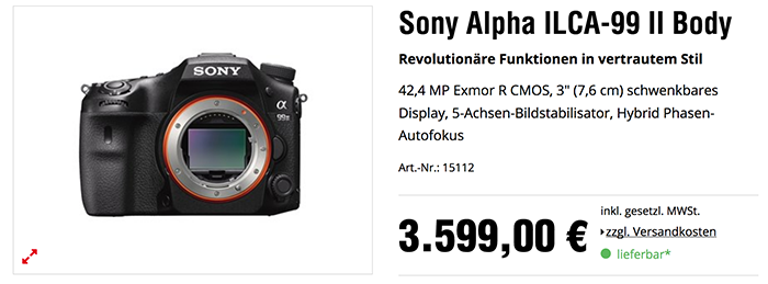 Quick update: A99II in Stock and shipping in Europe | sonyalpharumors