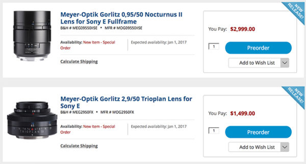 All five Meyer Optik Goerlitz FE lenses now available at BH ...