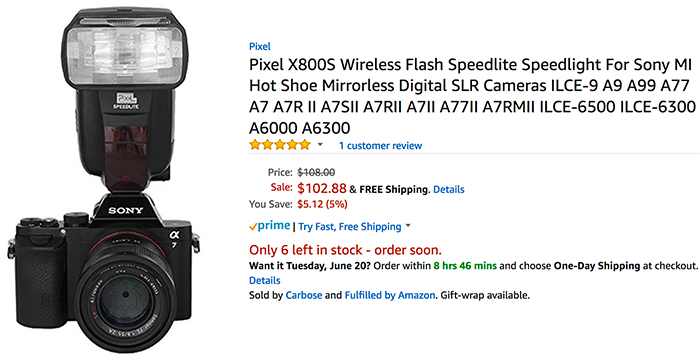 New Pixel X800S Wireless Flash Speedlite Speedlight For Sony ...