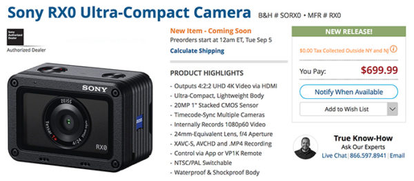 Full specs of the new Sony RX0 ultra-compact camera | sonyalpharumors