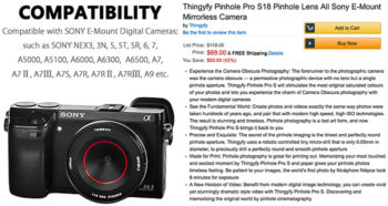 The new Thingyfy E-mount pinhole PRO lens is in Stock for the first ...