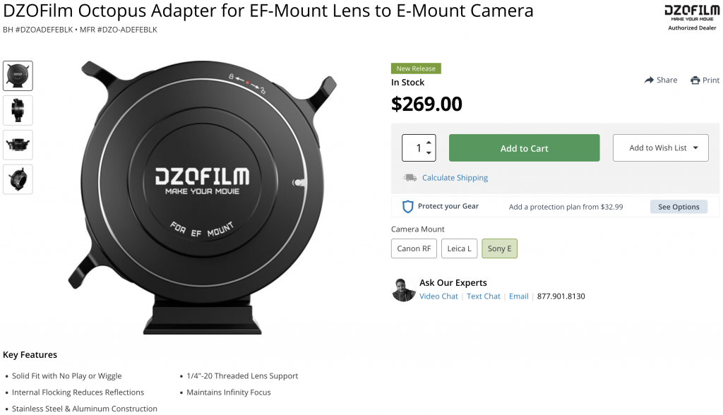 NEW in Stock: DZOFilm Octopus Adapter for EF-Mount Lens to E-Mount ...