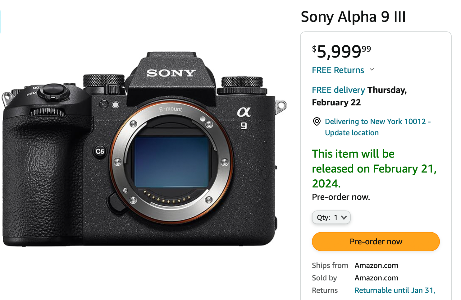 Sony A9III and 300mm GM are Now available for preorder in USA ...